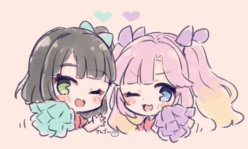 Safebooru - 2girls ;3 ;d anyoji hime artist name black hair blonde hair ...