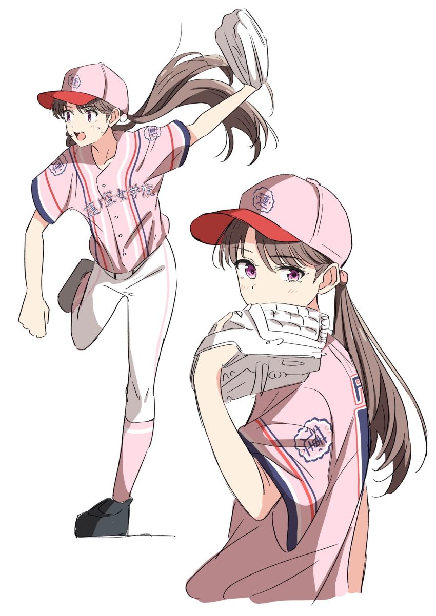 Safebooru - 1girl arm up baseball cap baseball mitt baseball uniform ...