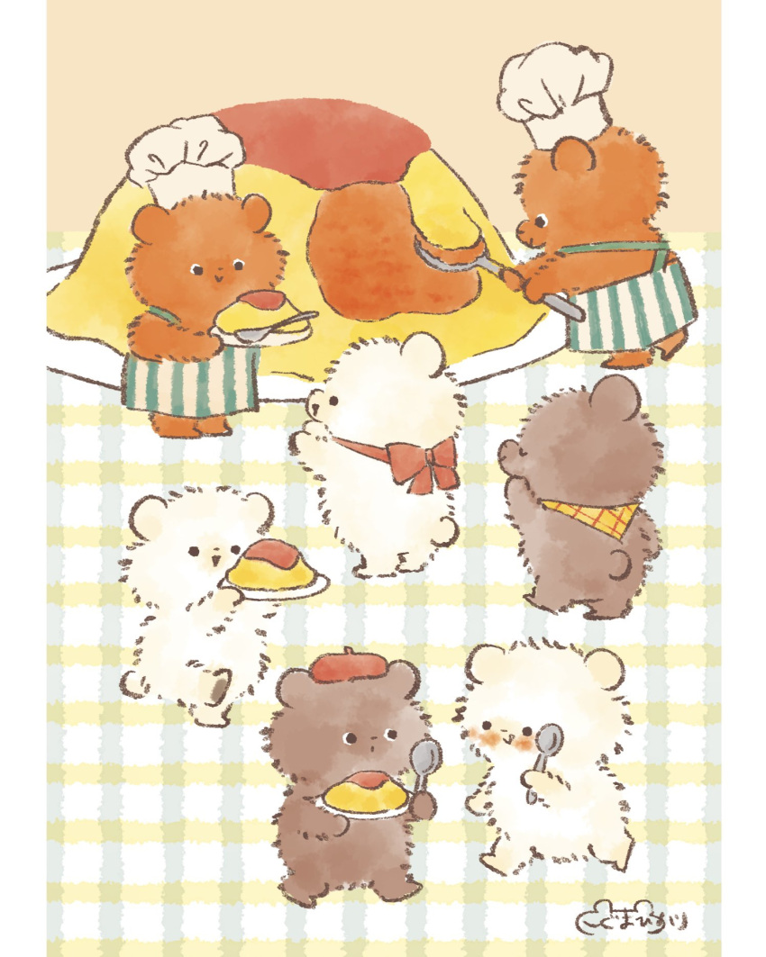 Safebooru - 2025 :d :o apron bear beret black bear blush brown bear ...