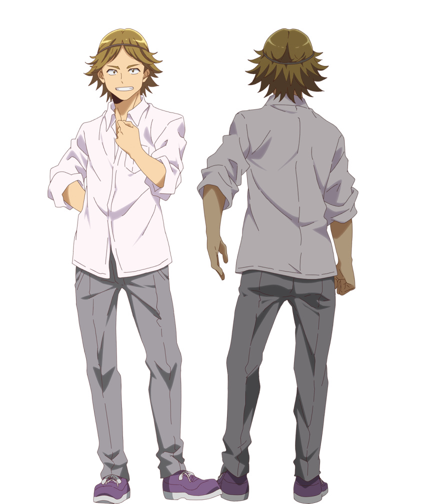 Safebooru - 1boy anime coloring back brown eyes brown hair collared ...