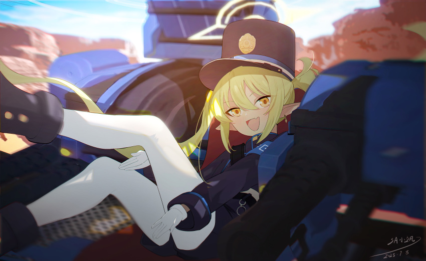 Safebooru - 1girl absurdres black boots black hat black jacket black shorts blue archive boots ...