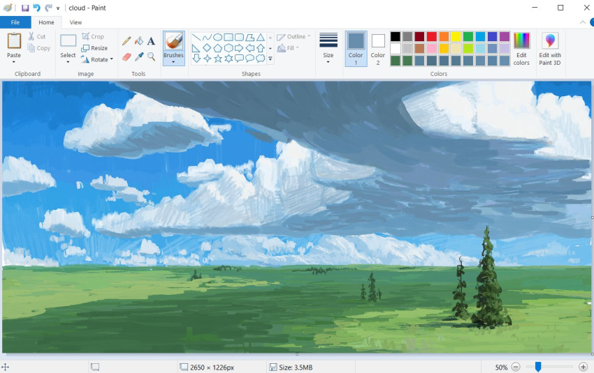 Safebooru - art program in frame christianyounga clouds cloudy sky day field horizon landscape ...