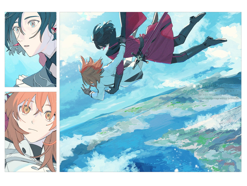 Safebooru - 1boy 1girl armor black gloves black hair clouds constantine ...