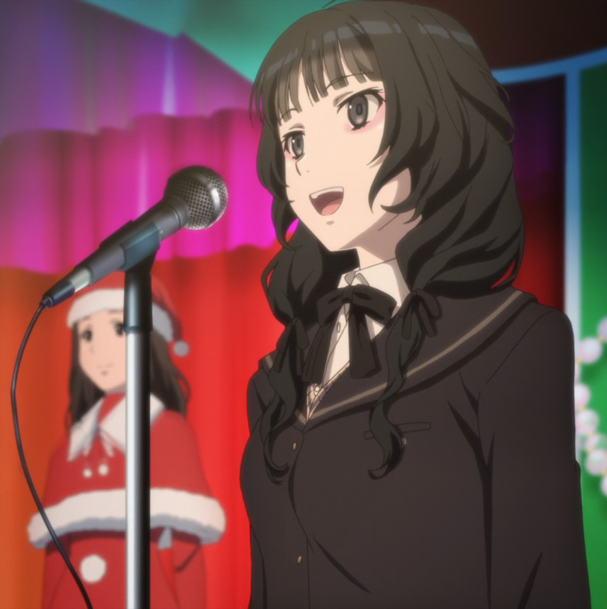 Safebooru - 1girl 2girls bags under eyes black eyes black hair braiding hair hairdressing ...