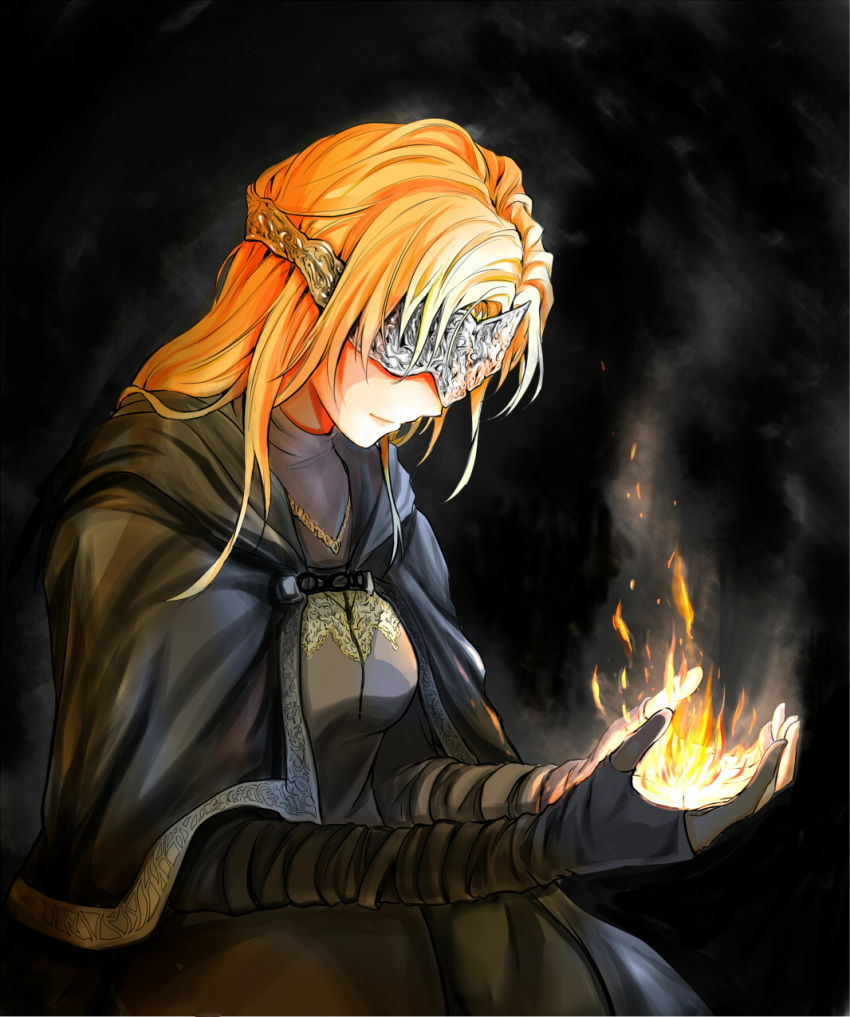 Safebooru - 1girl blonde hair cloak covered eyes dark souls iii face ...