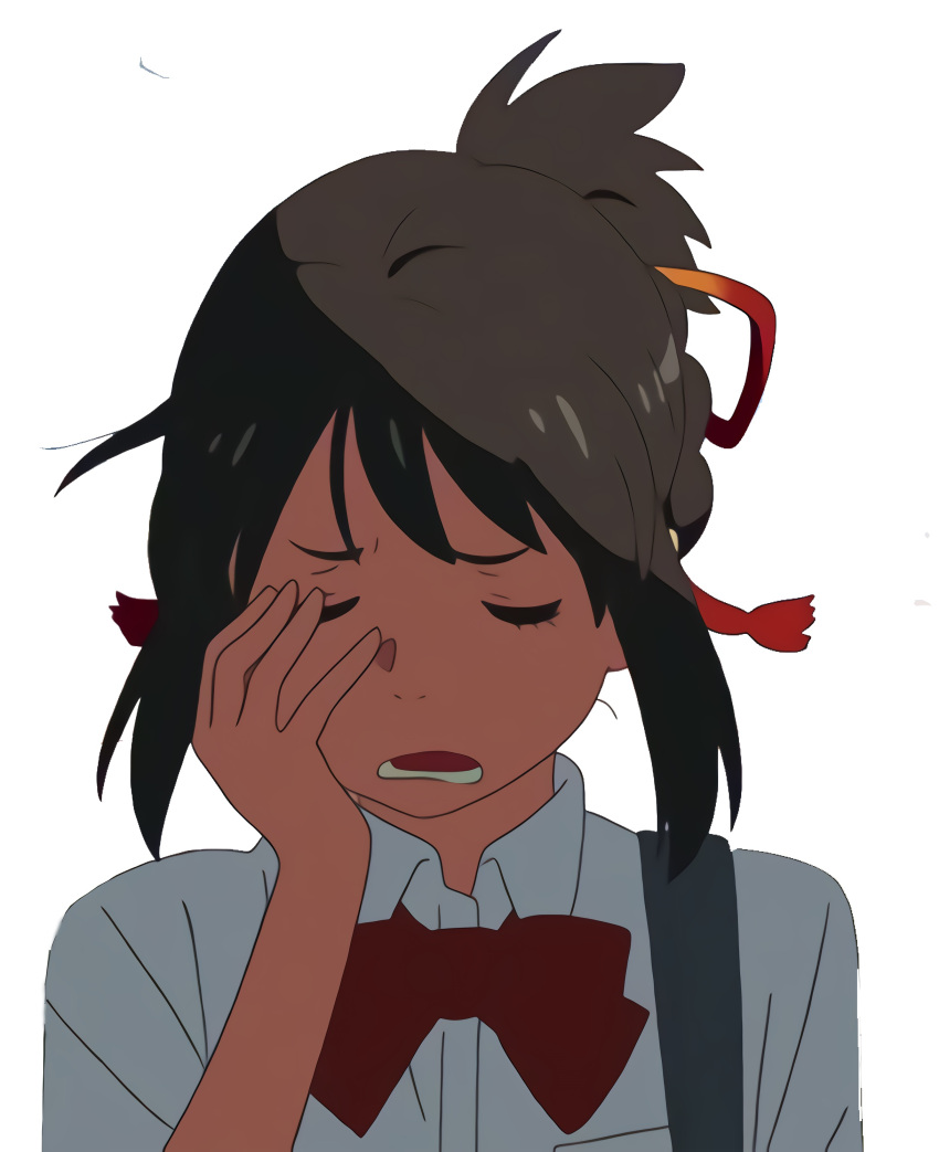 Safebooru - 1girl absurdres black hair hair ribbon highres kimi no na ...