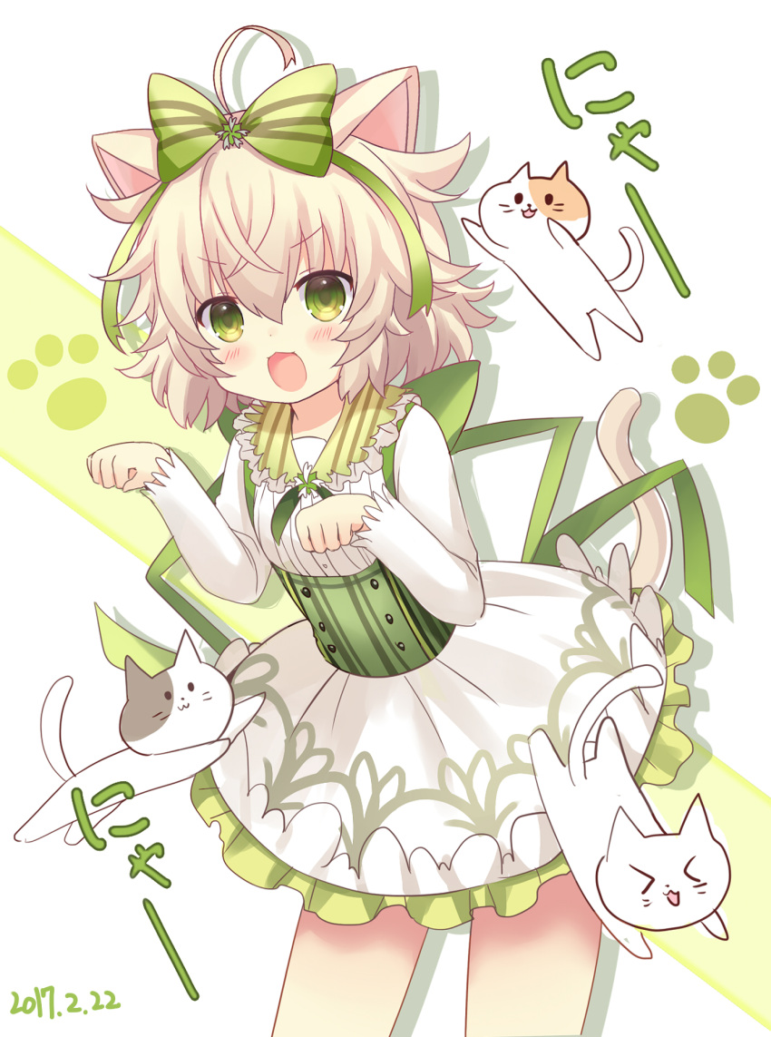 Safebooru - 1girl animal ears blush cat cat ears cat tail dated flower knight girl green eyes ...