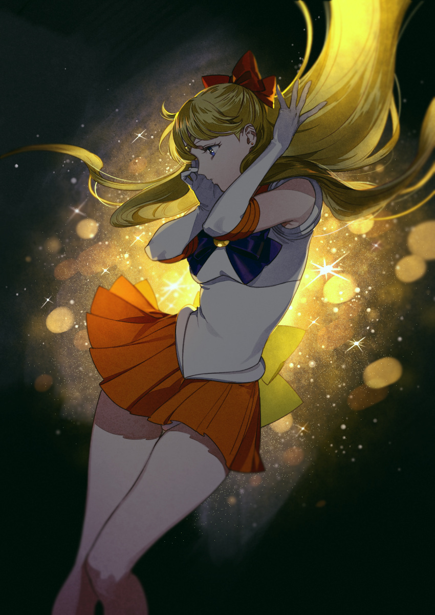Safebooru - 1girl aino minako bishoujo senshi sailor moon black background blonde hair blue bow ...
