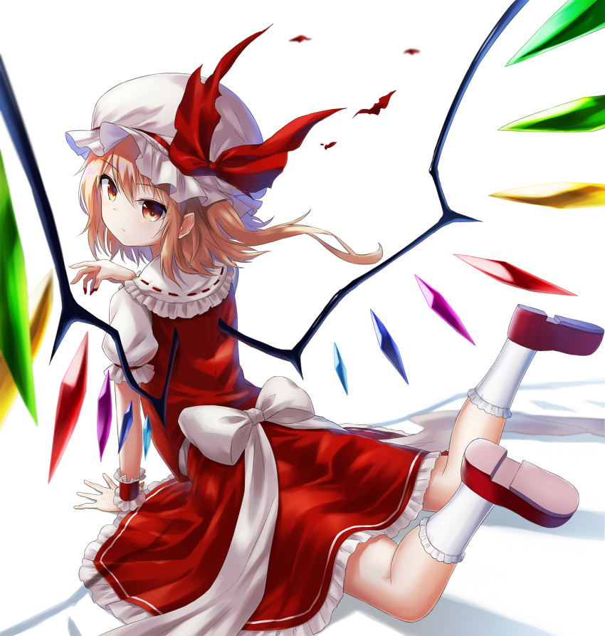Safebooru - 1girl blonde hair flandre scarlet full body hat hat ribbon ...