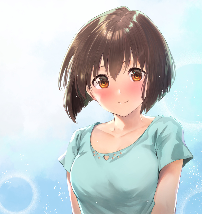 Safebooru - 1girl bangs blush breasts brown eyes brown hair goiro (doukutsuwa) hagiwara yukiho ...