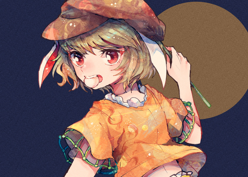 Safebooru - 1girl animal ears blonde hair brown headwear cabbie hat ...