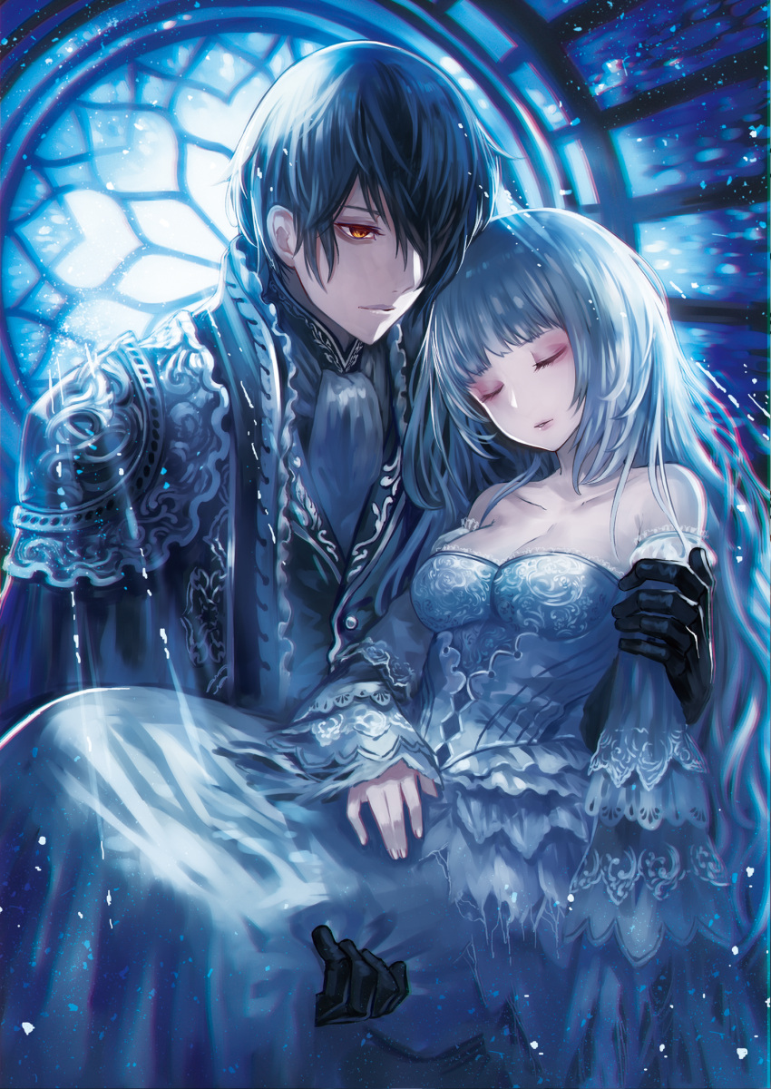 Safebooru 1boy 1girl Black Gloves Breasts Carrying Cleavage Closed 6715