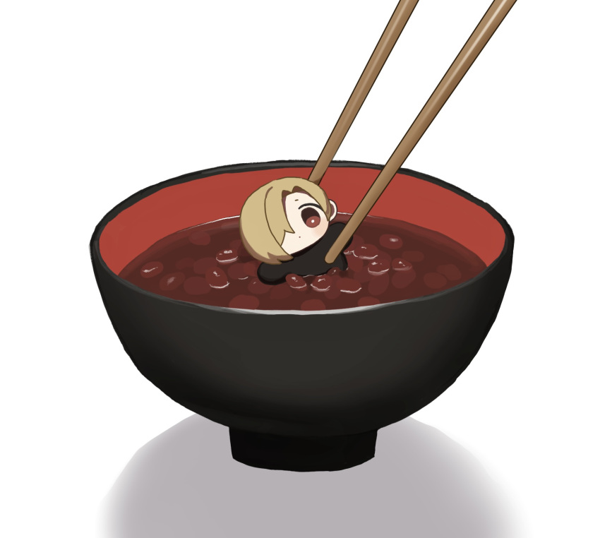Safebooru - 1girl blonde hair bowl chibi chiyoko (tykchiyo) chopsticks ...