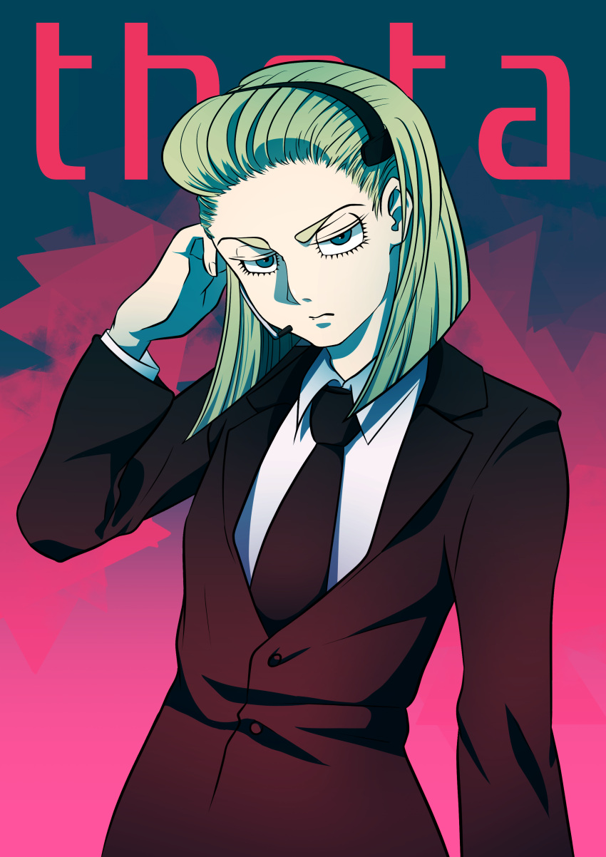 Safebooru - 1girl absurdres blonde hair blue eyes character name formal ...