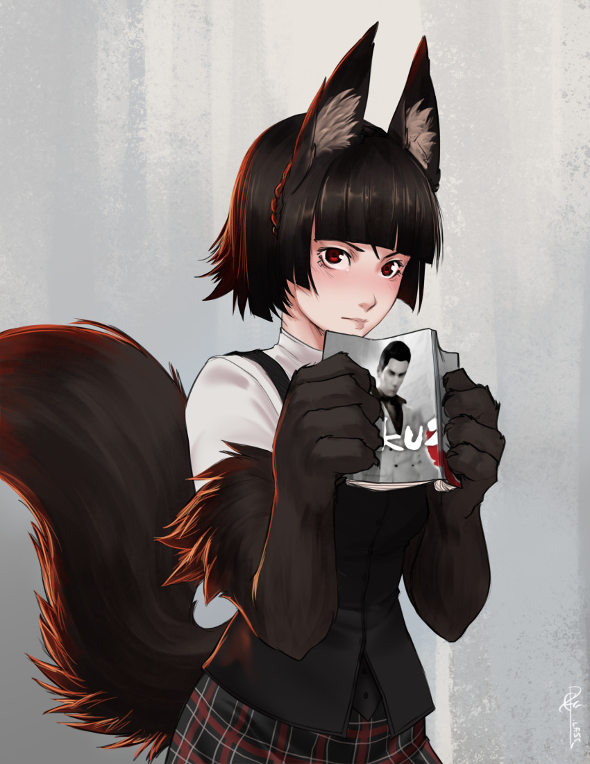 Safebooru - 1girl absurdres animal ears anubis (monster girl encyclopedia) black hair blush book ...