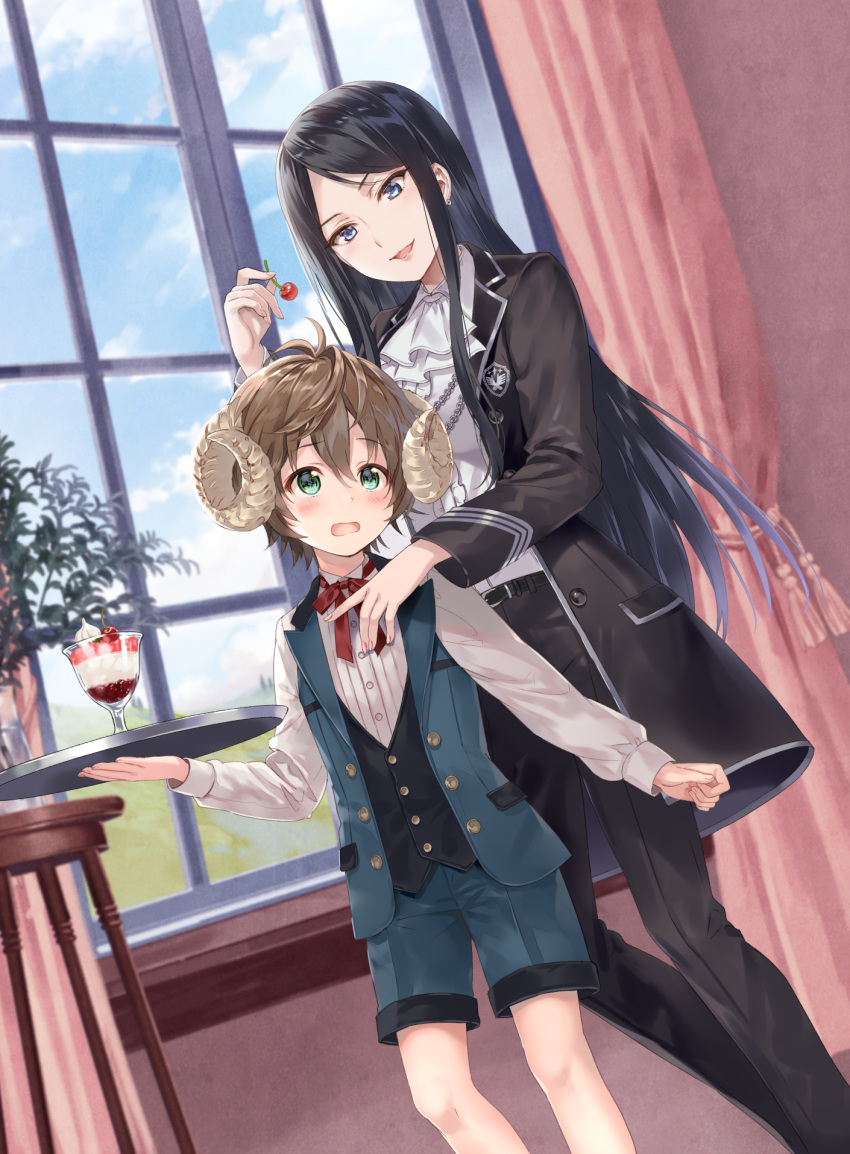 Safebooru - 1boy 1girl age difference bangs belt black belt black hair black jacket black pants ...