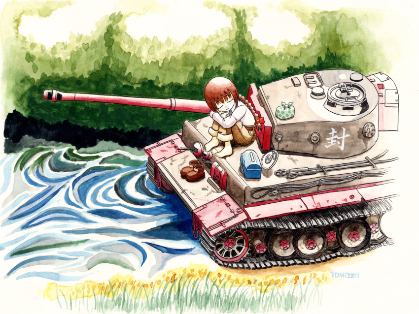 Safebooru - 1girl ground vehicle military military vehicle motor ...