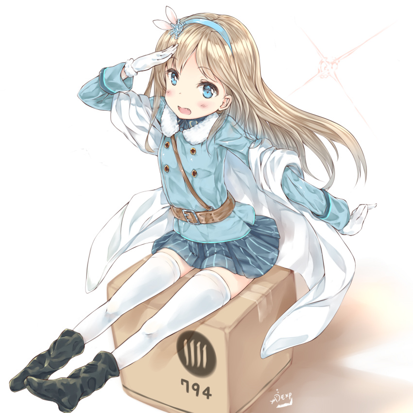 Safebooru - absurdres belt blonde hair blue eyes blush boots box dexp fang girls frontline ...