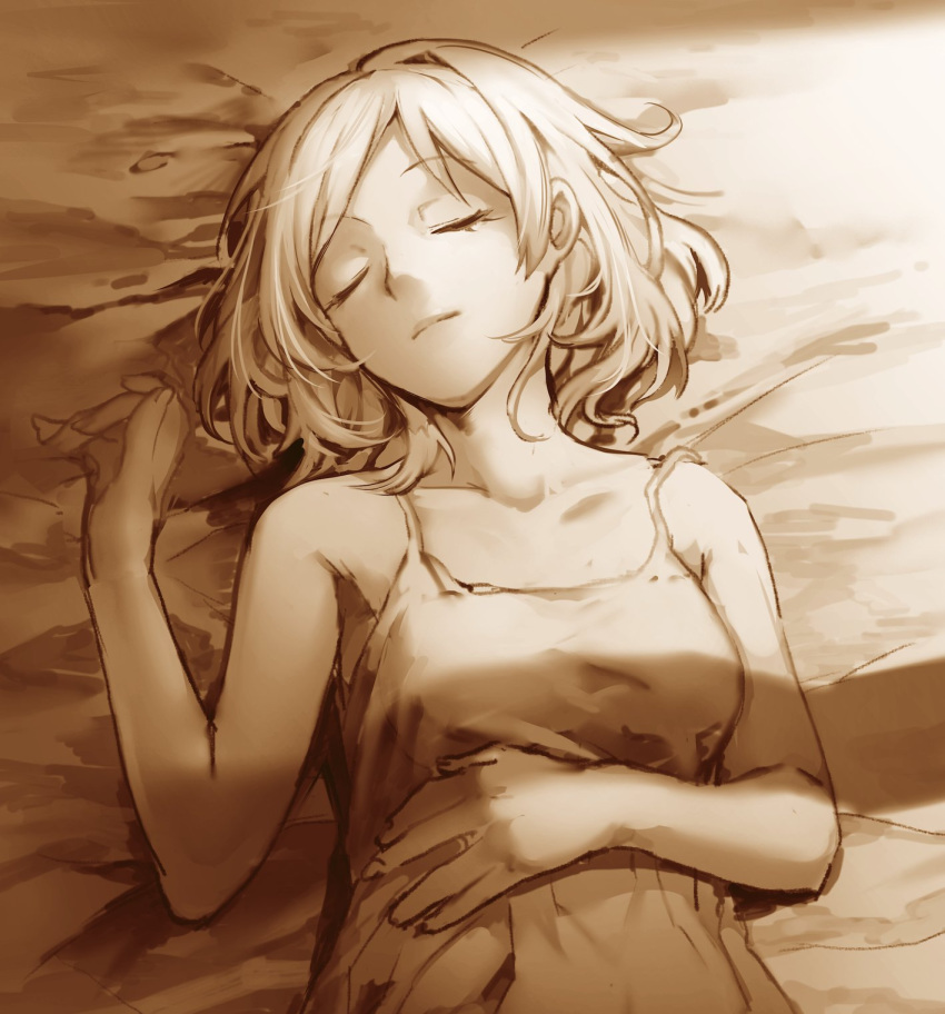 Safebooru - 1girl alice margatroid bare arms closed eyes collarbone eho (icbm) hairband highres ...