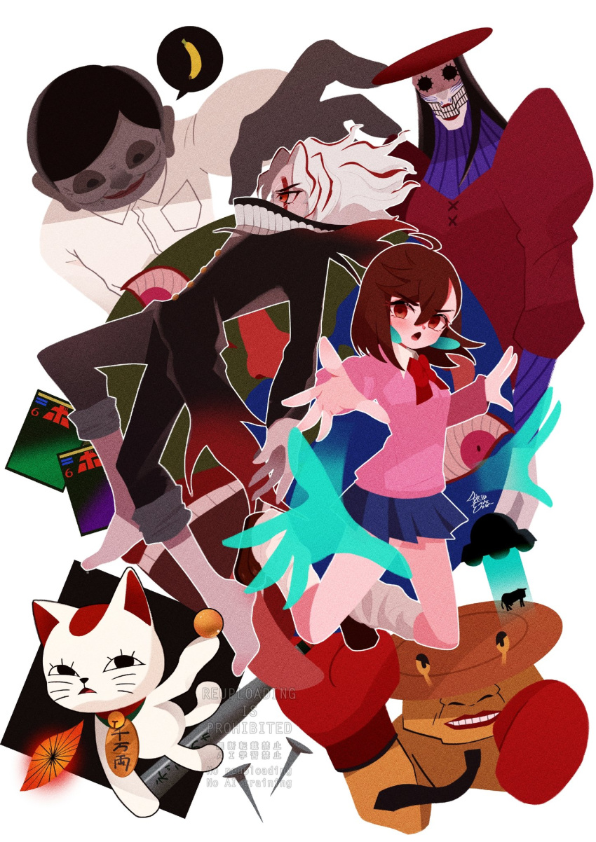 Safebooru - 3boys 3girls acrobatic silky (dandadan) alien ayase momo ...