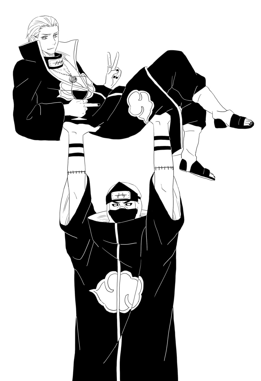 Safebooru - 2boys absurdres akatsuki uniform arms up black nails ...