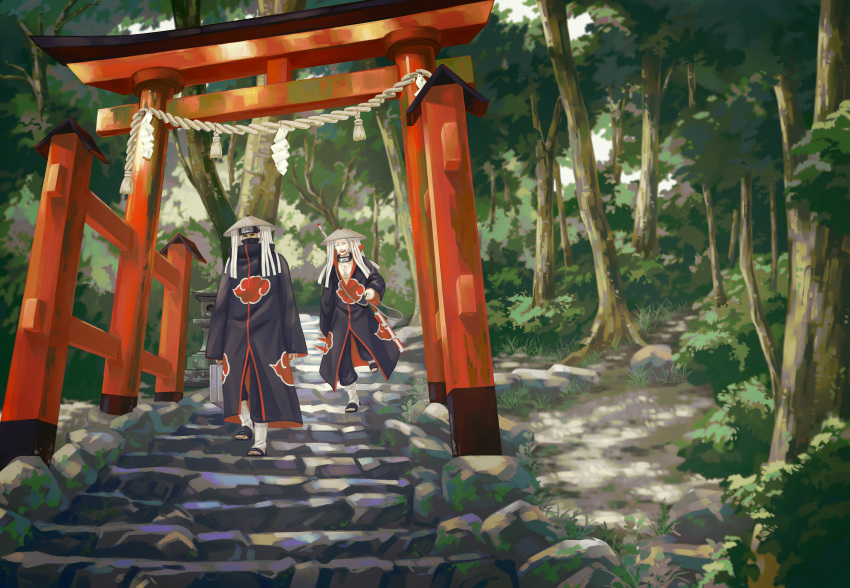 Safebooru - 2boys absurdres akatsuki uniform briefcase closed eyes ...