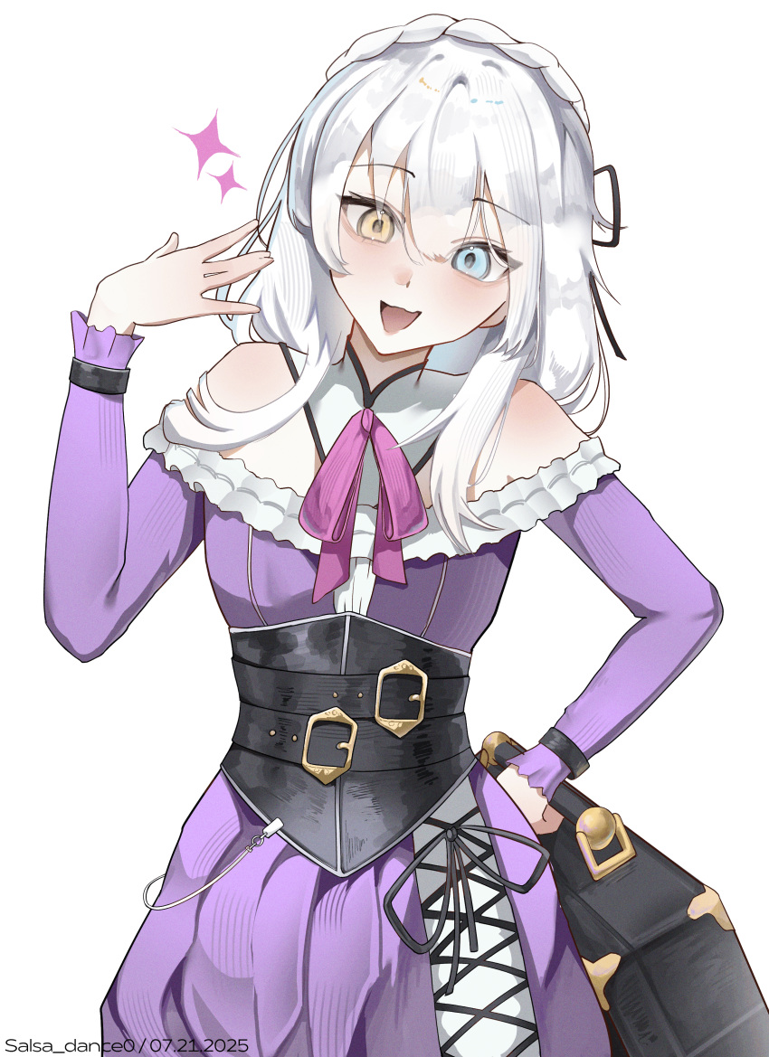 Safebooru - 1girl absurdres belt black corset blue eyes briefcase commentary corset cross-laced ...