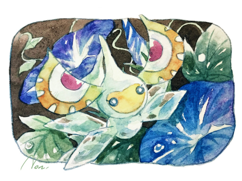 Safebooru - animal focus black eyes blue flower border bright pupils ...