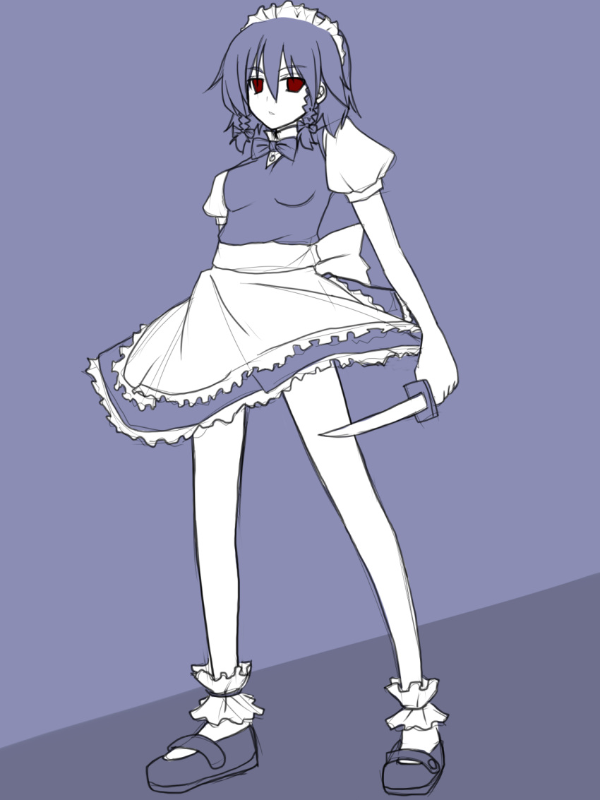 Safebooru - braid highres hirasato izayoi sakuya knife maid red eyes ...