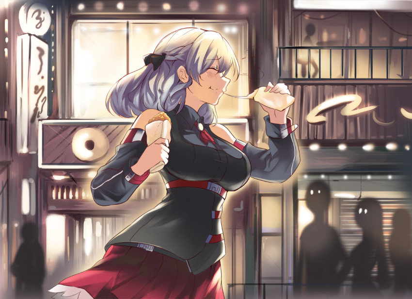 Safebooru - 1girl :t ^ ^ bangs black bow blush bow braid breasts closed ...