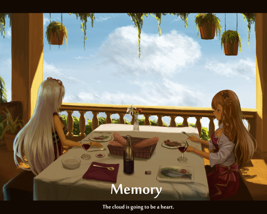 Safebooru - 2girls alcohol arnas (yoru no nai kuni) baguette basket ...