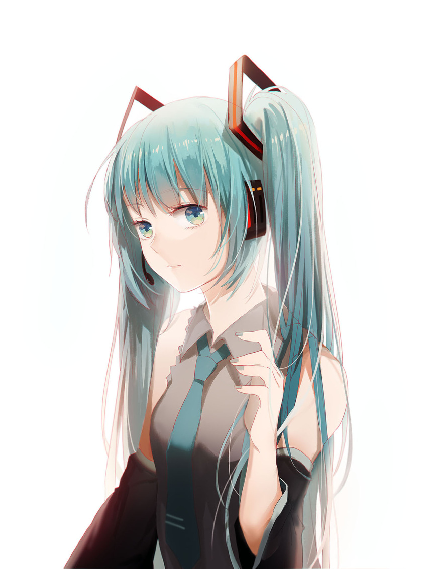 Safebooru - 1girl aiko (kanl) blue hair blue necktie detached sleeves ...