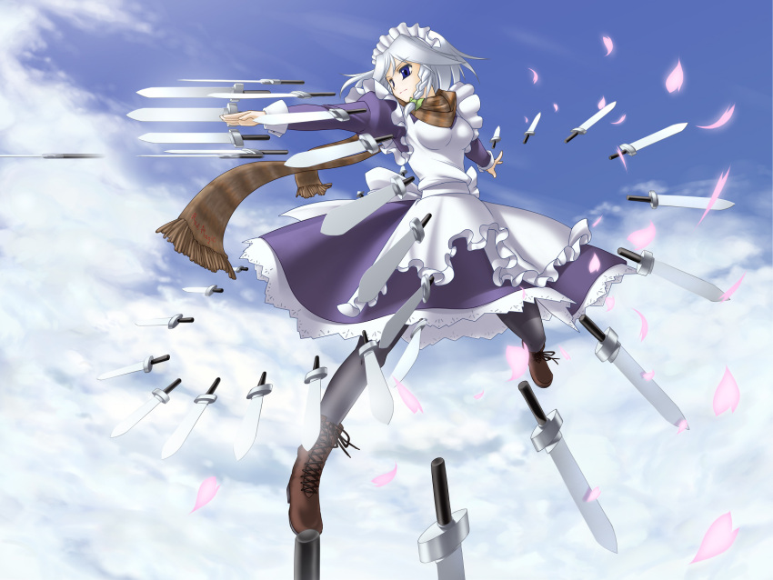 Safebooru - highres izayoi sakuya jerry knife maid pantyhose scarf ...