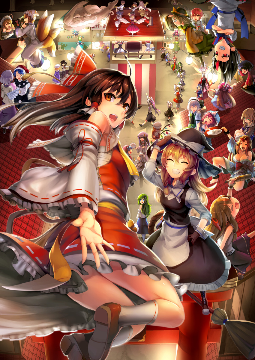 Safebooru - 6+girls absurdres alcohol alice margatroid american flag dress animal ears apron ...