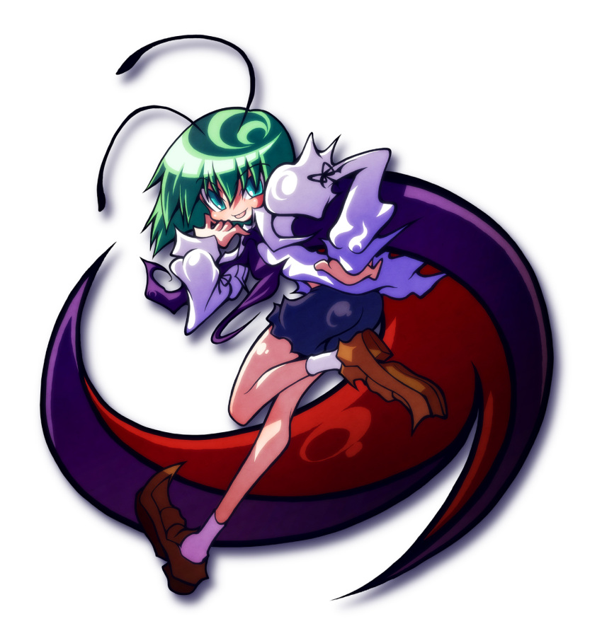 Safebooru Antenna Blue Eyes Cape From Behind Green Hair Hand On Hip 4748