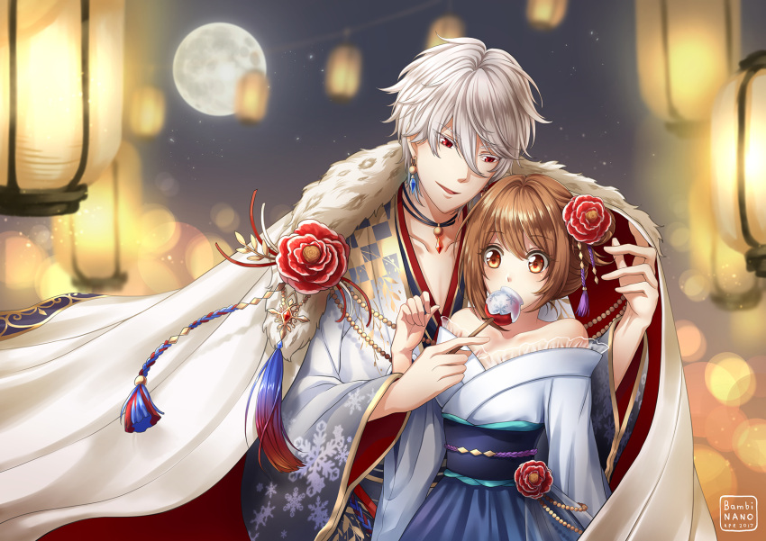 Safebooru - 1boy 1girl apple bambi nano cape character request couple ...