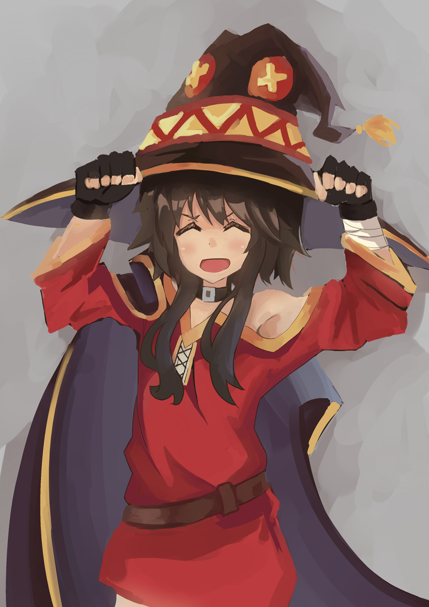 Safebooru - 1girl black gloves brown hair cape closed eyes dress ...