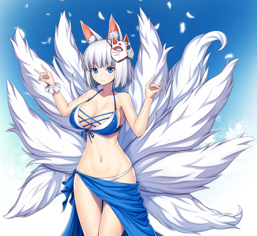 Safebooru - 1girl animal ears asamura hiori azur lane bangs bikini blue bikini top blue eyes ...