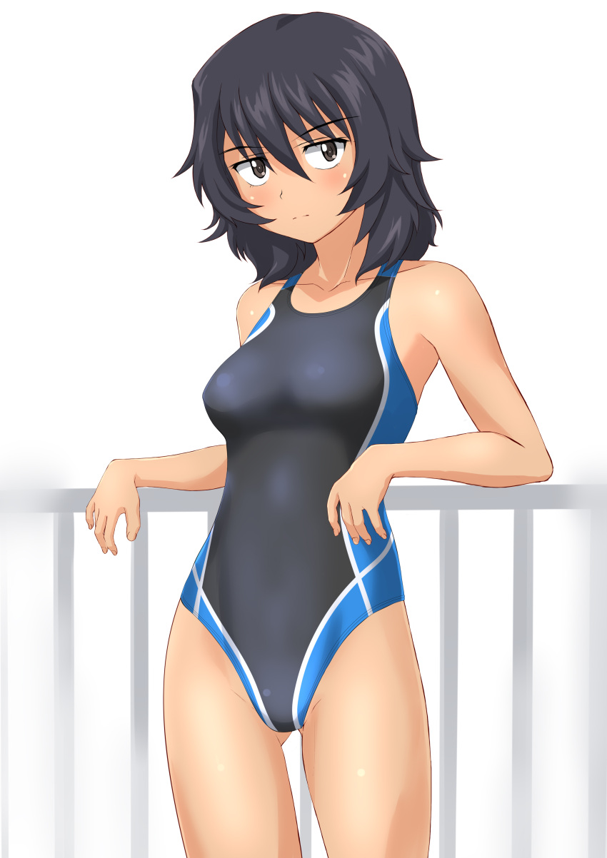 Safebooru - 1girl absurdres andou (girls und panzer) black hair black swimsuit brown eyes ...