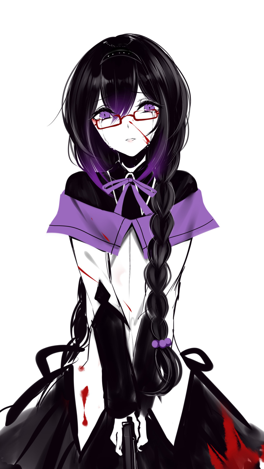 Safebooru - 1girl absurdres akemi homura black hair black skirt blood blood on face bloody ...