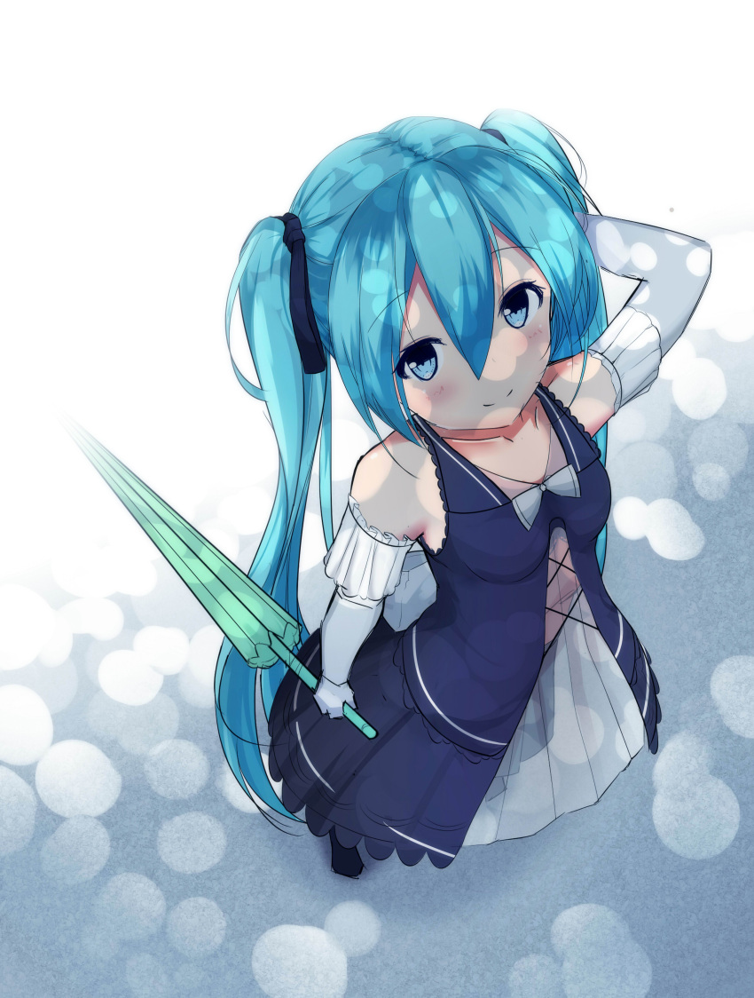 Safebooru - 1girl absurdres aqua eyes aqua hair bangs bare shoulders blush breasts commentary ...