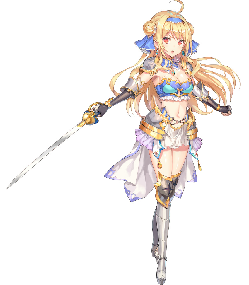 Safebooru - 1girl :o absurdres ahoge armor armored boots blonde hair boots breasts bullet girls ...