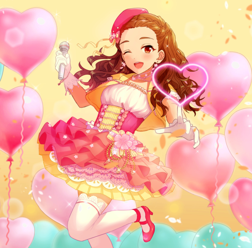 Safebooru - 1girl :d amewarashi-1 balloon beret blush bodice bow ...