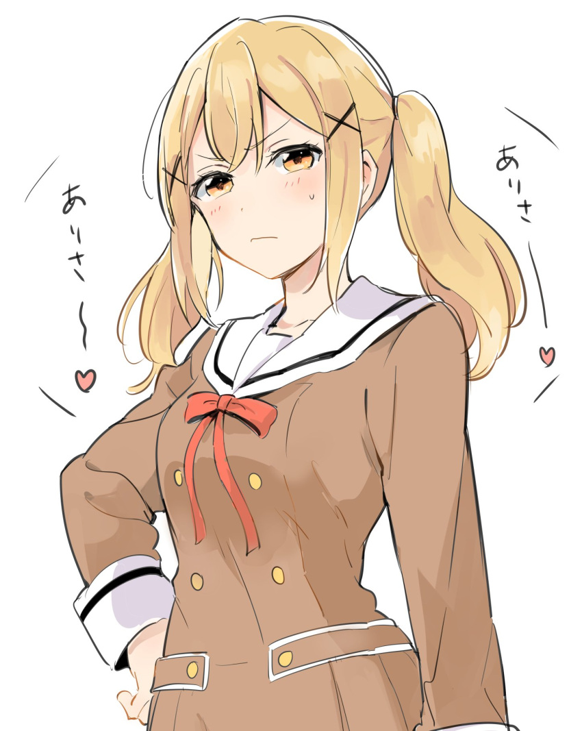 Safebooru - 1girl bang dream! blonde hair blush brown dress closed mouth dress hair ornament ...