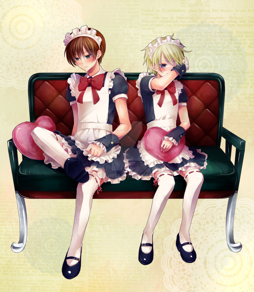 Safebooru - 2boys alternate costume blonde hair blue eyes blush blush2boys brown hair ...