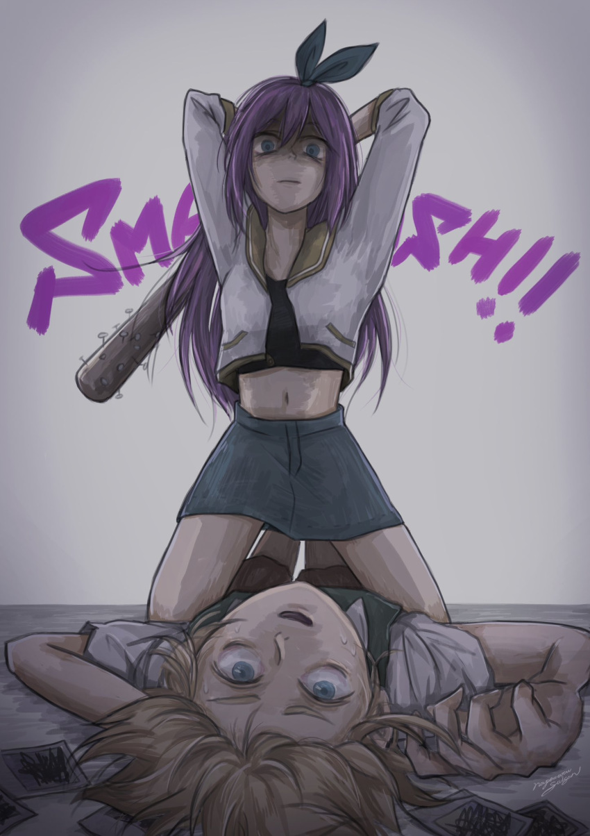 Safebooru - 1boy 1girl aubrey (faraway) (omori) aubrey (omori) baseball bat basil (faraway ...