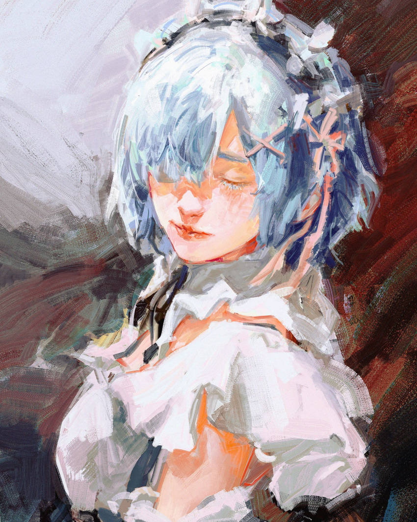 Safebooru - 1girl absurdres blue hair closed eyes colored eyelashes ...