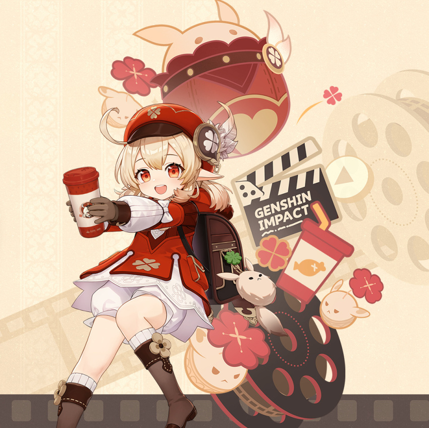 Safebooru - 1girl backpack bag blonde hair bloomers boots brown bag brown footwear brown gloves ...