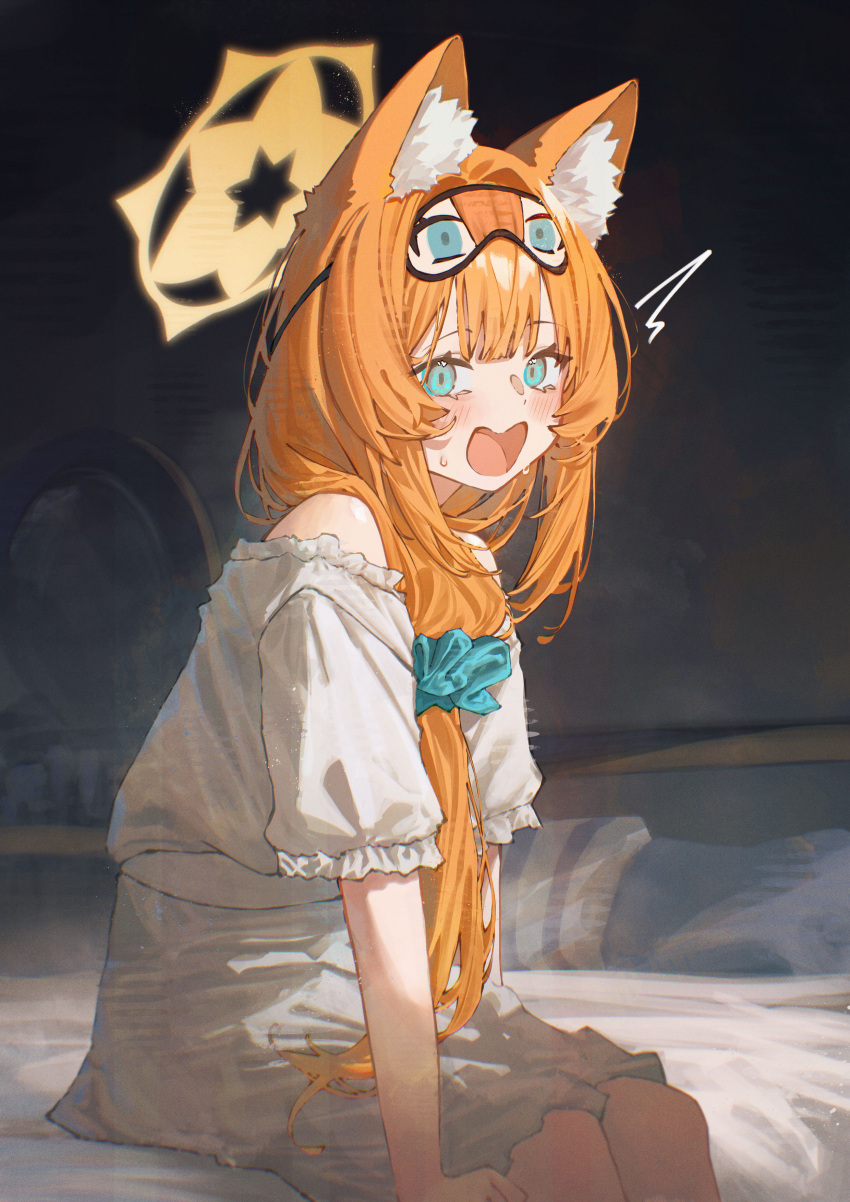 Safebooru - 1girl ^^^ absurdres animal ear fluff animal ears bare shoulders betabeet blue ...