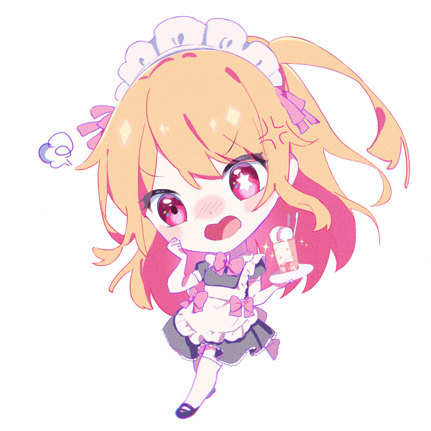 Safebooru - 1girl absurdres apron black dress blonde hair bow chibi ...